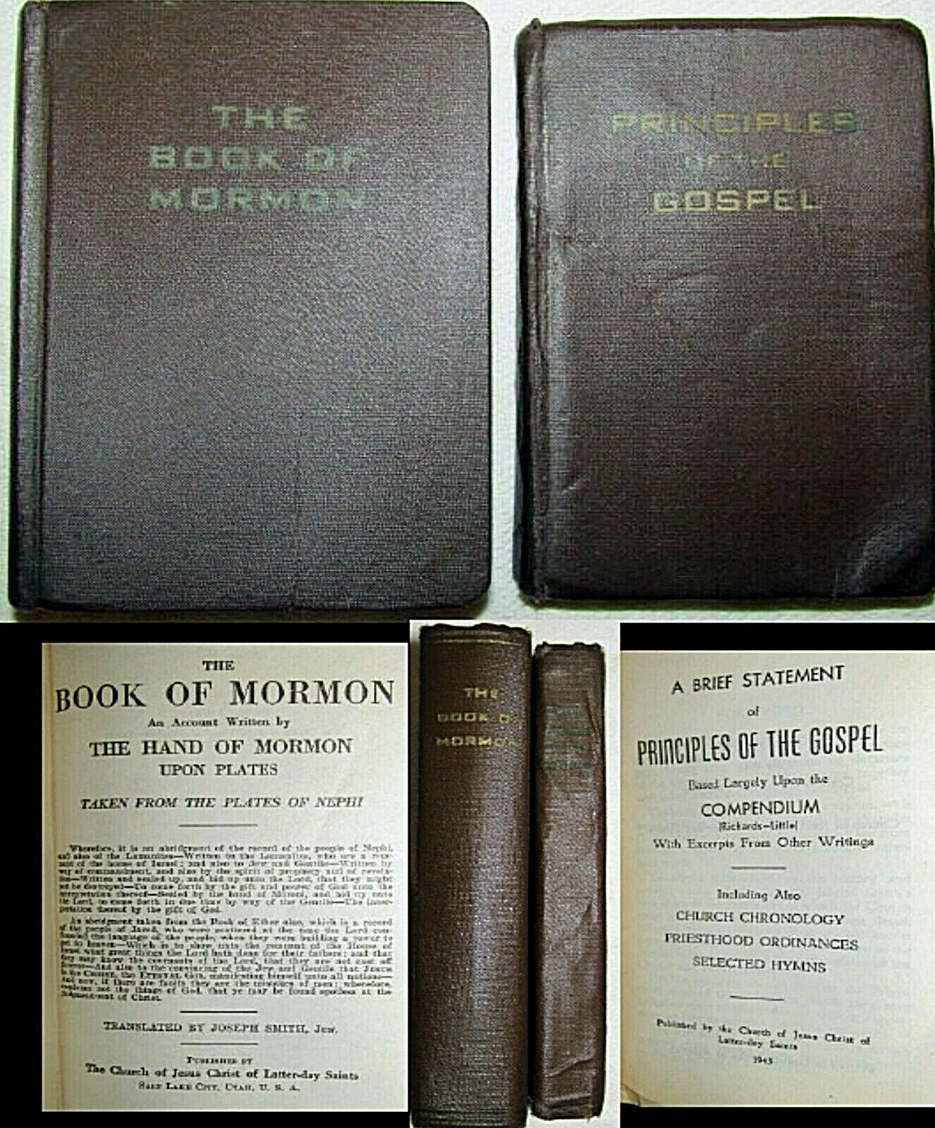 1942 BOOK OF MORMON JOSEPH SMITH JESUS BIBLE TESTAMENT NEPHI UTAH ...