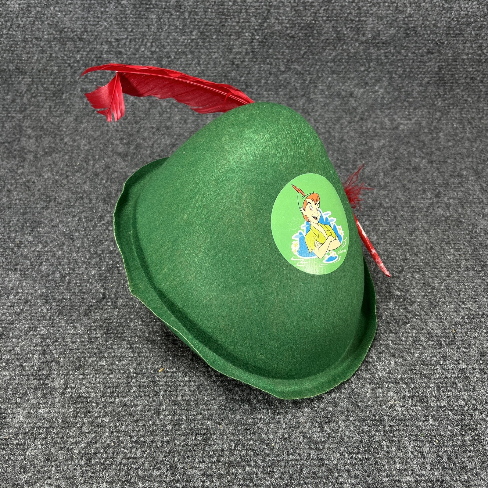 Vintage Peter Pan Hat Disney Costume Green Felt Red Feather Halloween ...