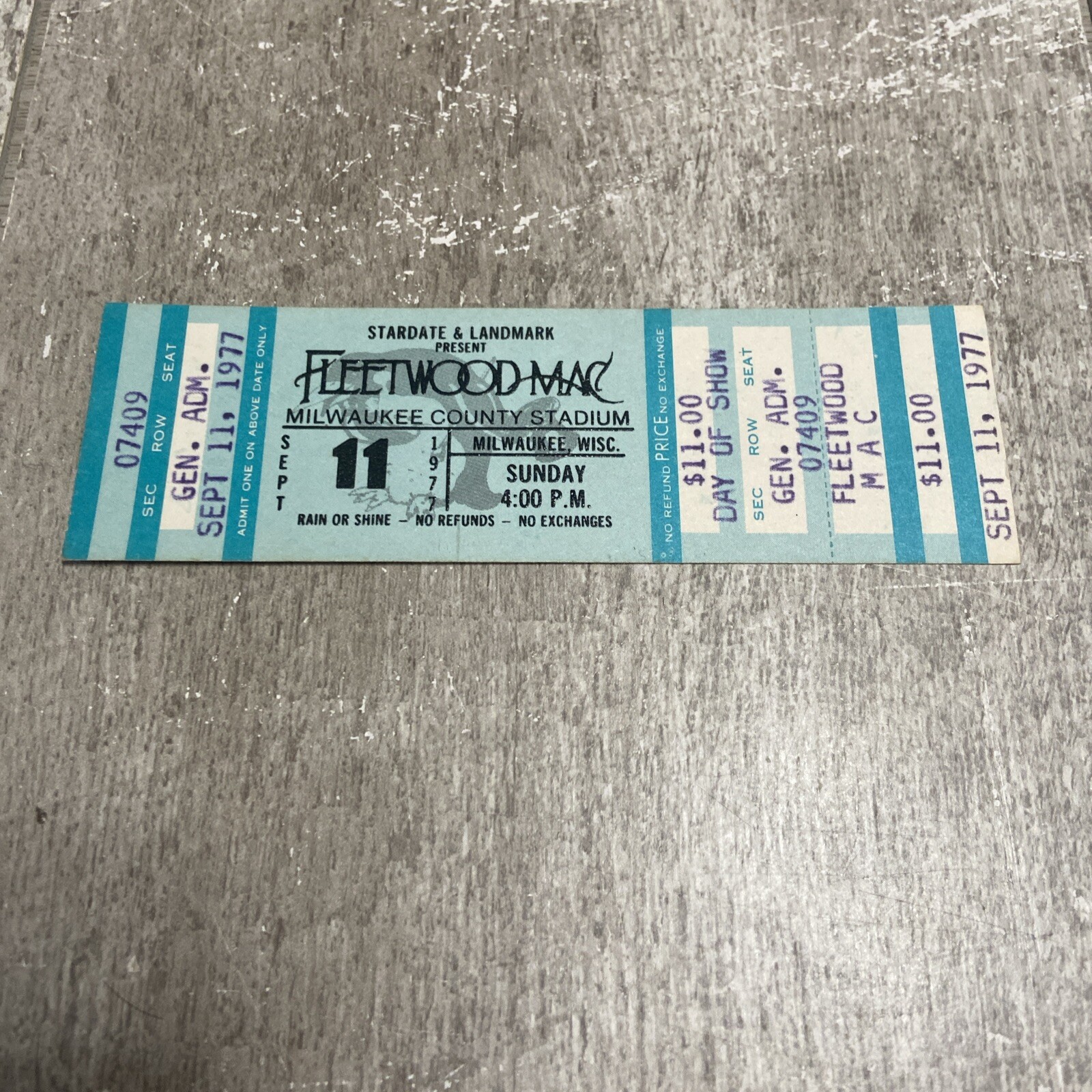 FLEETWOOD MAC 1977 Unused Ticket - Milwaukee County Stadium 9/11/1977 ...