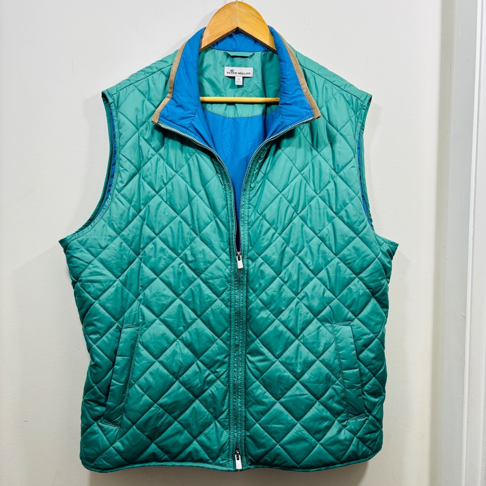 Peter Millar Warmth Quilted Golf Full Zip Puffer Balsam Green Vest ...